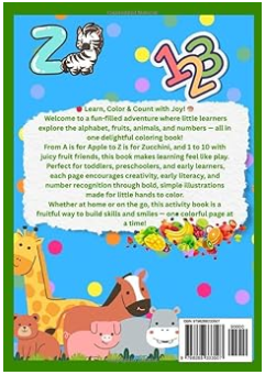 Educational Coloring Book for Kids - Learn Alphabet, Numbers, Fruits ...