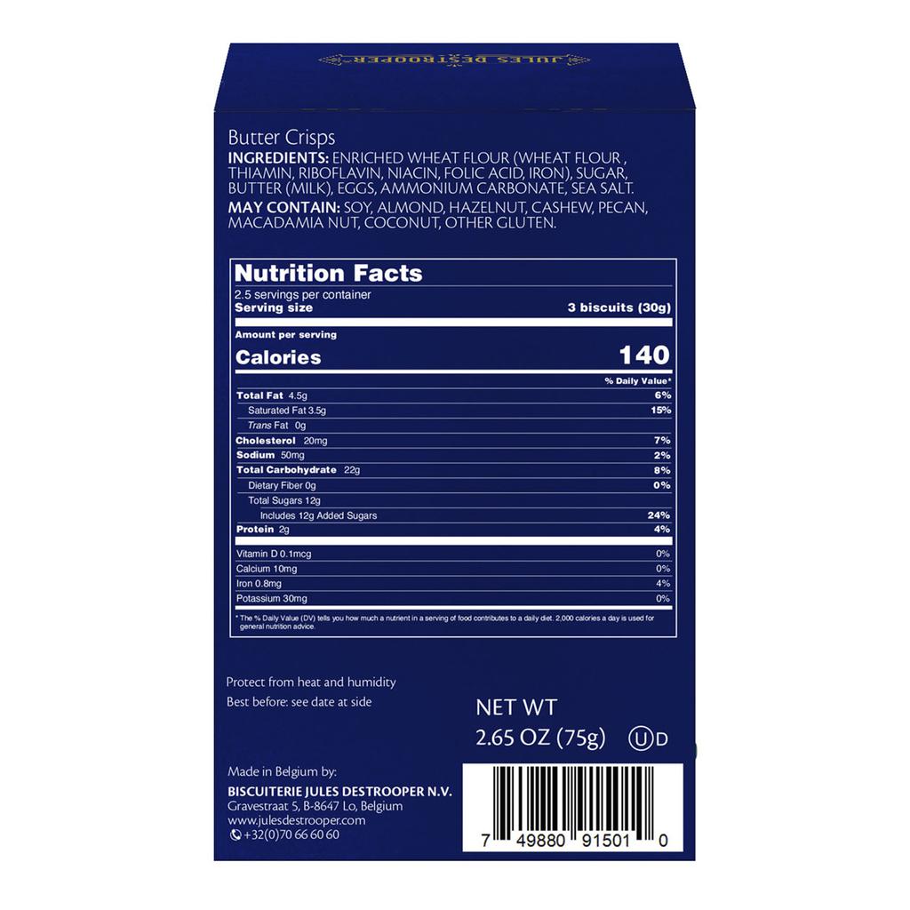 Jules Destrooper Butter Crisps 6 Units - 75 g - 2.6 oz - Cartmazing